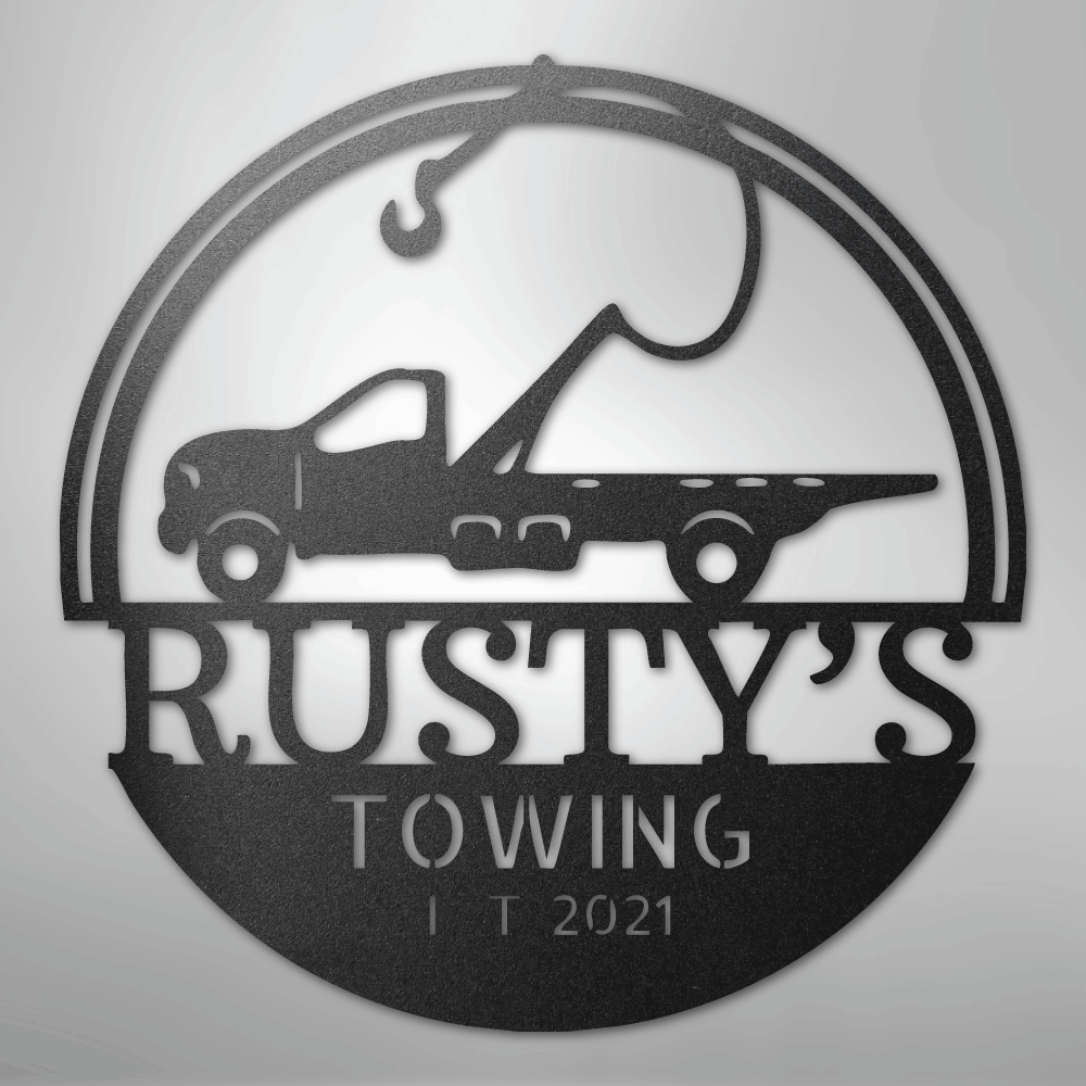 Tow Truck Monogram - Steel Sign – Steel Sign Designs